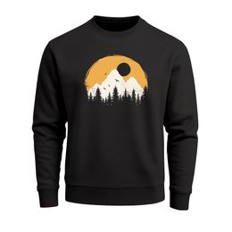 Neverless Sweatshirt 'Berge Sonne' Herren Gr&ouml;&szlig;e XS schwarz