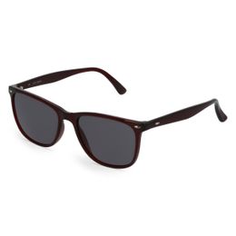 Fielmann JIL 011 SUN CL | Unisex-Sonnenbrille | Fassung: Vollrand, Quadratisch, Propionat, Rot Transparent | Glasfarbe: Grau