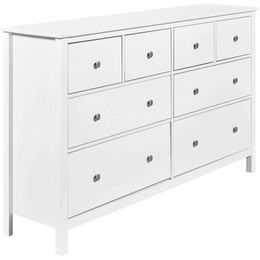 Inter Link Schubkastenkommode &raquo;Pinora, Kiefer Massivholz, Weiss, 160 x 39,50 x 96 cm, viel Stauraum&laquo; 1 Stk. tlg. Sideboard im modernem Skandi Look, 8 Schubladen,