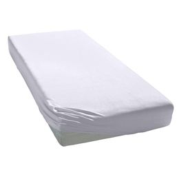 Elegante Spannbettlaken &raquo;Mako-Jersey&laquo; in hochwertiger Qualit&auml;t mit Elasthan-Anteil wei&szlig; Mako-Jersey, Obermaterial: 97% Baumwolle, 3% Elasthan 1 Stk., Mako-