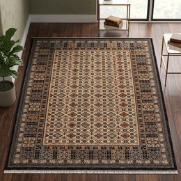 Theko Wollteppich &raquo;Saharna 6428&laquo; rechteckig 10 mm H&ouml;he reine Wolle, Orient-Optik, mit Fransen blau Wolle B : 300cm 1 Stk., 10mm, L: 395cm