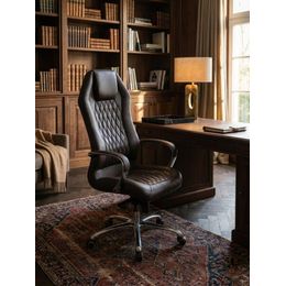 KADIMA DESIGN B&uuml;rostuhl MONTEREY Echt-Leder Schreibtischstuhl 120KG in Braun | Gr.: onesize