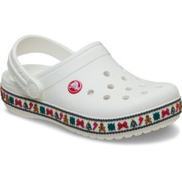 Crocs Kinder Clog &raquo;Crocband Holiday Clog K&laquo; Weihnachtsschuh, Hausschuh mit bunter Bord&uuml;re wei&szlig; 34