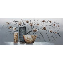 &Ouml;lgem&auml;lde &raquo;handarbeit BLUMENVASEN XXL 60x140 cm &ndash; Wandbild Kunst Deko&laquo; Blumen 1 Stk. tlg. handgefertigt, jedes Bild ein Unikat wei&szlig; Acrylfarbe, Canvas