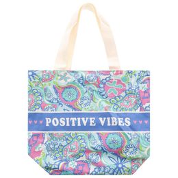Zwillingsherz Damen Tragetasche Stofftasche mit Henkel, gemustert, Schriftzug bunt B/H/T: 38cm x 45cm x 17cm