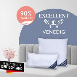 EXCELLENT 3-Kammer-Kopfkissen &raquo;Venedig, Kissen 1-tlg. oder 2-tlg. hergestellt in Deutschland!&laquo; F&uuml;llung: 90% Daunen (Au&szlig;enkammer) 1 Stk. tlg. Kopfkissen in 40x80