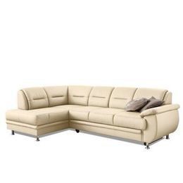 Sit & More sit&more Ecksofa &raquo;Mailand L-Form, B: 250 cm, Leder, Komfortsitzh&ouml;he 46 cm&laquo; mit Schlaffunktion, Liegefl&auml;che: 194x122cm, Komfortpolsterung beige Luxus-