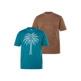 JP1880 T-Shirt Herren Gr&ouml;&szlig;e 7XL blau / braun / wei&szlig;