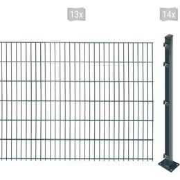 Arvotec Doppelstabmattenzaun &raquo;EASY 123 zum Aufschrauben&laquo; Zaunh&ouml;he 123 cm, Zaunl&auml;nge 2 - 60 m grau Kunststoff, Stahl H/L: 123cm x 26m, Pfosten: 14 Stk.