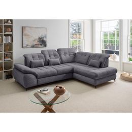 OTTO home Ecksofa &raquo;Lazio modern & bequem, gem&uuml;tliche Armlehnen, tolle Detailverarbeitung&laquo; zwei verschiedene Fu&szlig;farben w&auml;hlbar grau 93% Polyester, 7% 