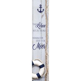 Leinwandbild &raquo;Wandbild MARITIM 25x120 cm &ndash; Leinwandbild Keilrahmen Deko modern&laquo; Anker Meer Spr&uuml;che & Texte 1 Stk. tlg. auf Keilrahmen gespannt blau 