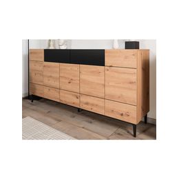 Furn.Design Sideboard Eiche Artisan, schwarz 180 cm, Kommode 5-t&uuml;rig, viel Stauraum | Gr.: onesize
