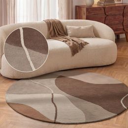 Villeroy & Boch Wollteppich &raquo;Muse&laquo; rund 17 mm H&ouml;he Wolle, Natur,Handgemacht, Abstrakt, Kurzflor, Wohnzimmer, Schlafzimmer braun Wolle &Oslash; 200cm 1 Stk., 17mm, &Oslash; 200cm
