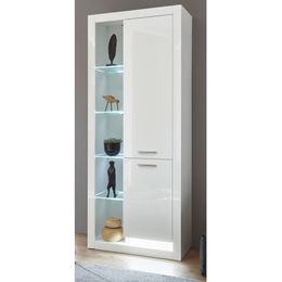 Furn.Design Vitrine wei&szlig; Hochglanz 80 x 195 cm, Vitrinenschrank mit 10 F&auml;chern | Gr.: onesize