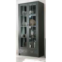 Furn.Design Vitrine gr&uuml;n Landhaus 90 x 197 cm, Vitrinenschrank f&uuml;r Wohn- und Esszimmer | Gr.: onesize