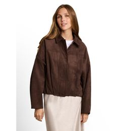 Tom Tailor Denim Damen Tom Tailor Denim Blouson ohne Kapuze im Velour-Look braun M