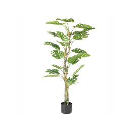 Beliani Kunstpflanze MONSTERA in Gr&uuml;n/Schwarz - (W) 90 x (H) 155 x (L) 90 cm | Gr.: onesize