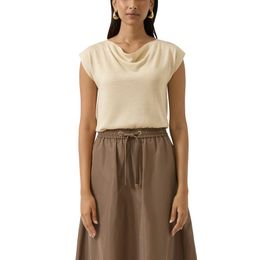 s.Oliver BLACK LABEL Damen s.Oliver BLACK LABEL Rundhalsshirt mit Wasserfall-Kragen und leicht schimmernd beige 36