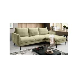Inn.Furn Sofa gr&uuml;n Webstoff 259 x 167 cm, Ecksofa 5-Sitzer, L-Sofa Ottomane rechts | Gr.: onesize