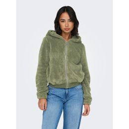 Only Damen Only Kapuzenpl&uuml;schjacke &raquo;ONLNEWANNA CONTACT SHERPA JKT OTW NOOS&laquo; mit Kapuze Kunstfaser blau M