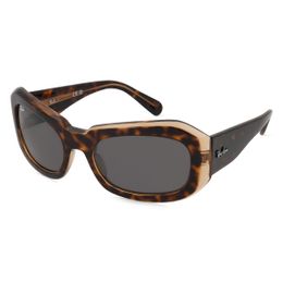 Ray-Ban 0RB2212 BEATE | Unisex-Sonnenbrille | Fassung: Vollrand, Quadratisch, Propionat, Havanna Braun | Glasfarbe: Grau
