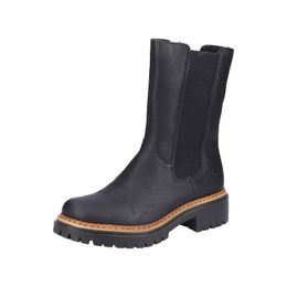 Rieker Damen Chelseaboots Stiefelette, Boots mit breitem Stretch an der Seite schwarz 39