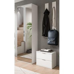 Inn.Furn Garderobe Set 4-teilig wei&szlig; Hochglanz 128 cm, Flurgarderobe mit 9 F&auml;chern | Gr.: onesize