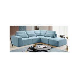 Inn.Furn Ecksofa hellblau Webstoff, Sofa 305 x 281 cm, L-Sofa rechts | Gr.: onesize