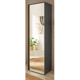 Furn.Design Garderobenschrank grau matt, Eiche Wotan 60 cm, Flurschrank mit Spiegel | Gr.: onesize
