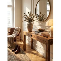 KADIMA DESIGN Konsolentisch MUMBAI Massivholz Konsole mit 1 Schublade in Akazie | Gr.: onesize