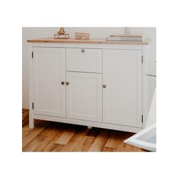 Furn.Design Sideboard wei&szlig;, Eiche Artisan Landhaus, 120 x 90 cm, Kommode mit 8 F&auml;chern | Gr.: onesize