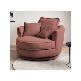 Furn.Design Drehsessel terracotta Web-Velours, XL Sessel 360&deg; drehbar inklusive 3 x Kissen | Gr.: onesize