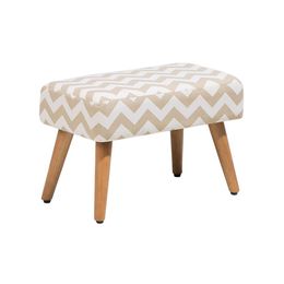 Beliani Hocker TAKOMA in Beige/Wei&szlig;/Braun - (W) 50 x (H) 35 x (L) 30 cm | Gr.: onesize