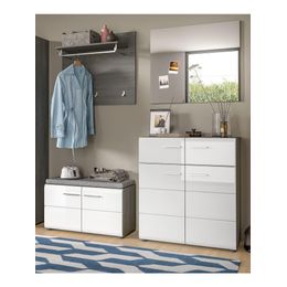 Inn.Furn Garderobe Set 4-teilig wei&szlig; Hochglanz, grau 175 cm, Komplettset viel Stauraum | Gr.: onesize
