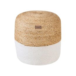 Beliani Pouf DALAMA in Wei&szlig;/Beige - (W) 46 x (H) 48 x (L) 46 cm | Gr.: onesize