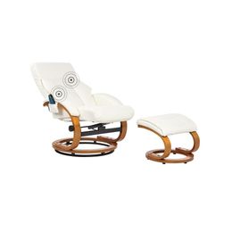 Beliani 2-tlg Massagestuhl FORCE in Wei&szlig;/Braun | Gr.: onesize