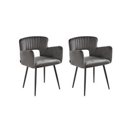 Beliani 2er-Set Esszimmerstuhl SANILAC in Grau/Schwarz | Gr.: onesize