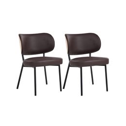 Beliani 2er-Set Esszimmerstuhl WONDER in Braun/Schwarz | Gr.: onesize