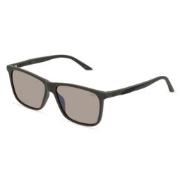 Puma PU0322S | Herren-Sonnenbrille | Fassung: Vollrand, Quadratisch, Kunststoff, Khaki Matt | Glasfarbe: Braun