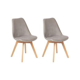 Beliani 2er-Set Esszimmerstuhl DAKOTA II in Beige/Braun | Gr.: onesize