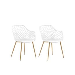 Beliani 2er-Set Esszimmerstuhl NASHUA in Wei&szlig;/Braun | Gr.: onesize