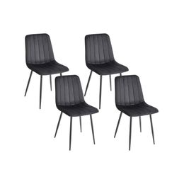 Beliani 4er-Set Esszimmerstuhl KALISPELL in Schwarz | Gr.: onesize