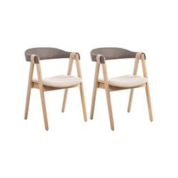 Beliani 2er-Set Esszimmerstuhl DAY in Beige/Braun | Gr.: onesize