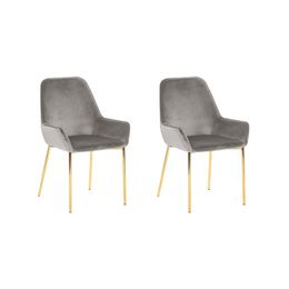 Beliani 2er-Set Esszimmerstuhl LOVERNA in Grau/Gold | Gr.: onesize