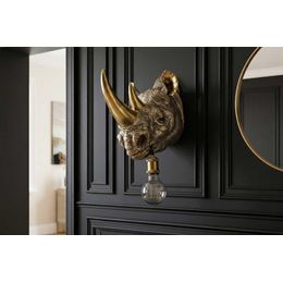 Riess Ambiente Moderne Wandlampe RHINO 40cm gold Nashorn-Skulptur handmade Riess-Ambiente