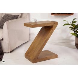 Riess Ambiente Massiver Beistelltisch Z 60cm braun honey finish Mangoholz Z-Form handmade Riess-Ambiente rechteckig Modern & Design