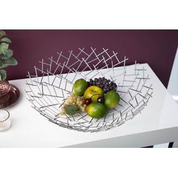 Riess Ambiente Design Schale STRUCTURE 45cm silber pulverbeschichtetes Metall Riess-Ambiente Modern