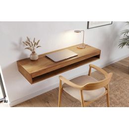 Riess Ambiente H&auml;ngender Konsolentisch PURE 100cm braun Mangoholz honey finish Schreibtisch Stauraum Riess-Ambiente rechteckig Landhaus Modern Natur Skandinavisch