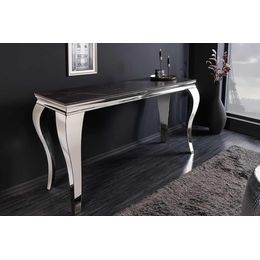 Riess Ambiente Design Konsolentisch MODERN BAROCK 140cm schwarz anthrazit chrom Keramik Marmor Riess-Ambiente rechteckig