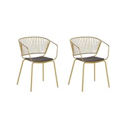 Beliani 2er-Set Esszimmerstuhl RIGBY in Gold/Schwarz | Gr.: onesize